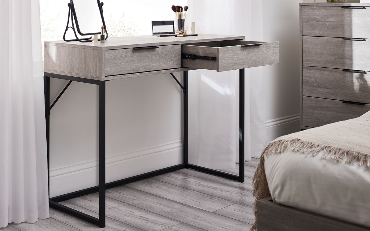 Bali 2 Drawer Dressing Table/Desk - Grey Oak