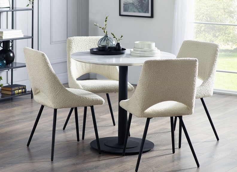 Luca White Marble Effect 80 cm Round Dining Table